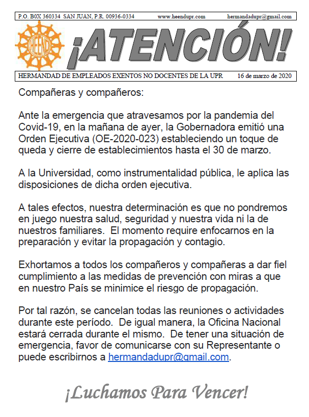 HEEND UPR – Luchamos para Vencer