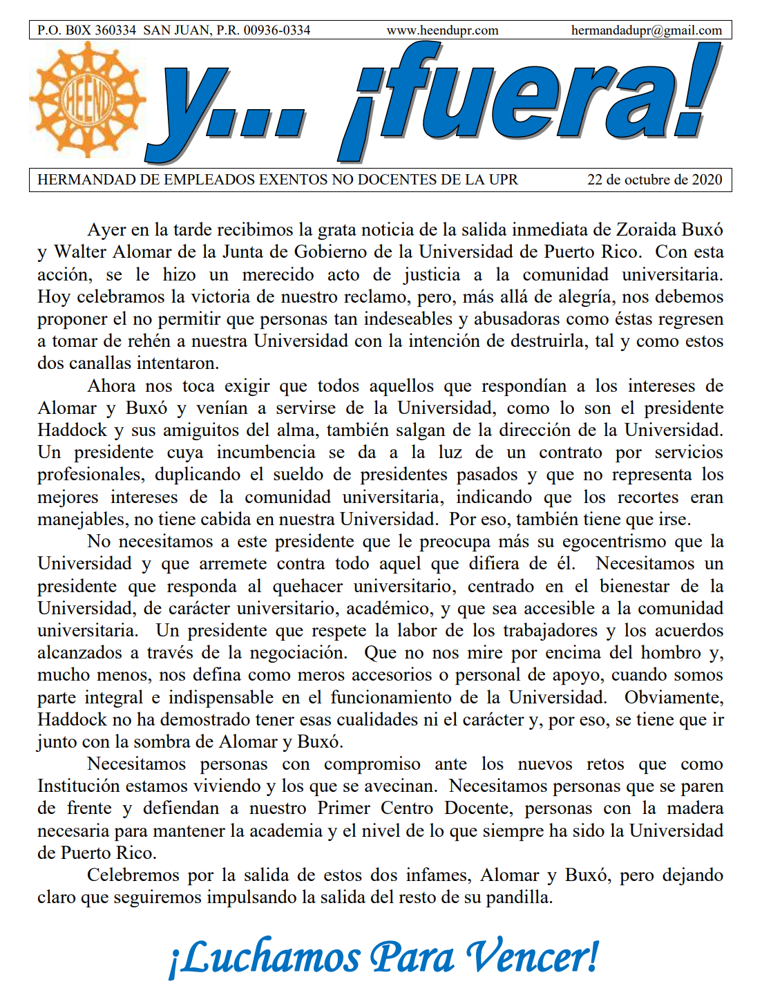 HEEND UPR – Luchamos para Vencer