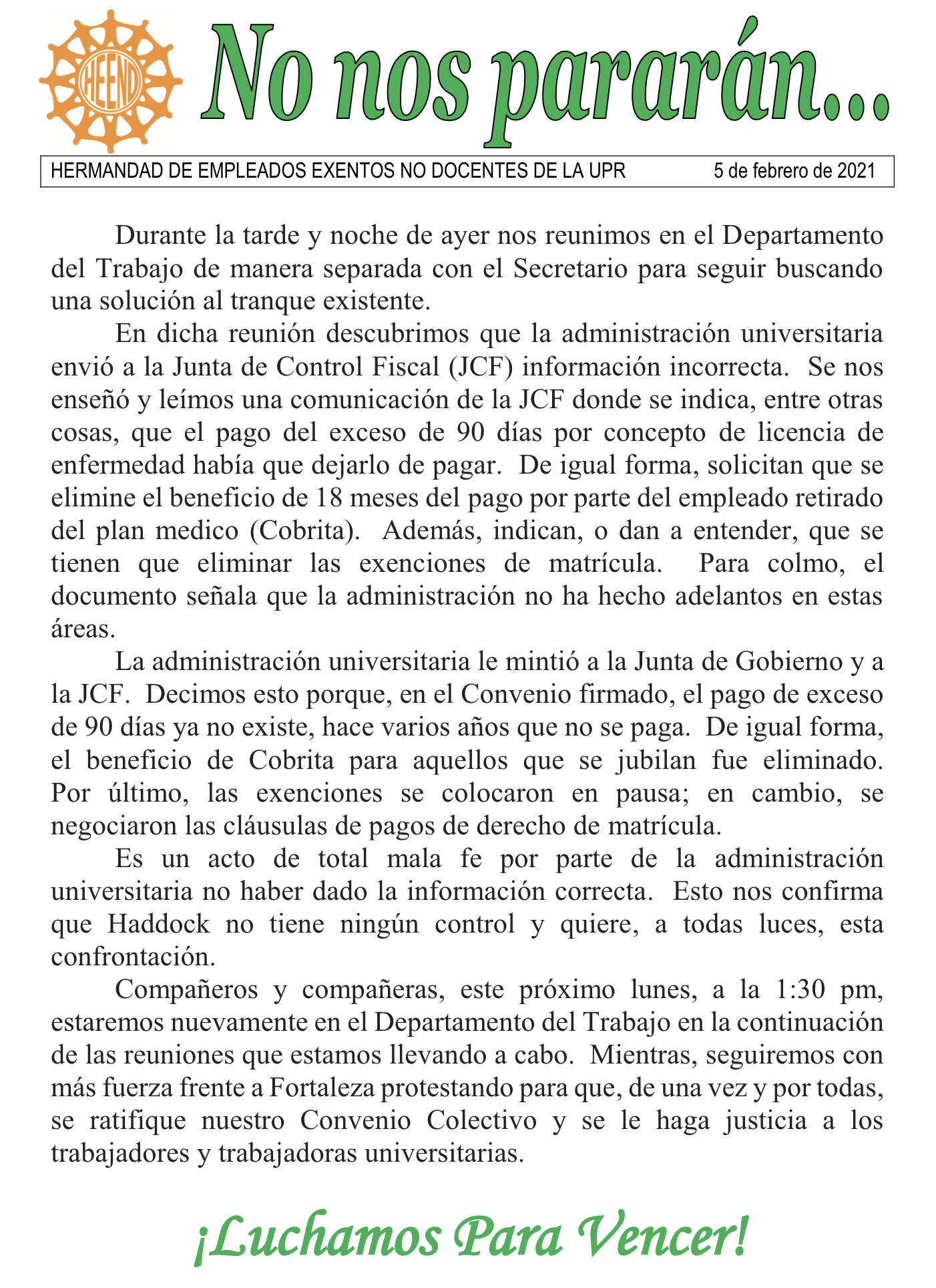 HEEND UPR – Luchamos para Vencer