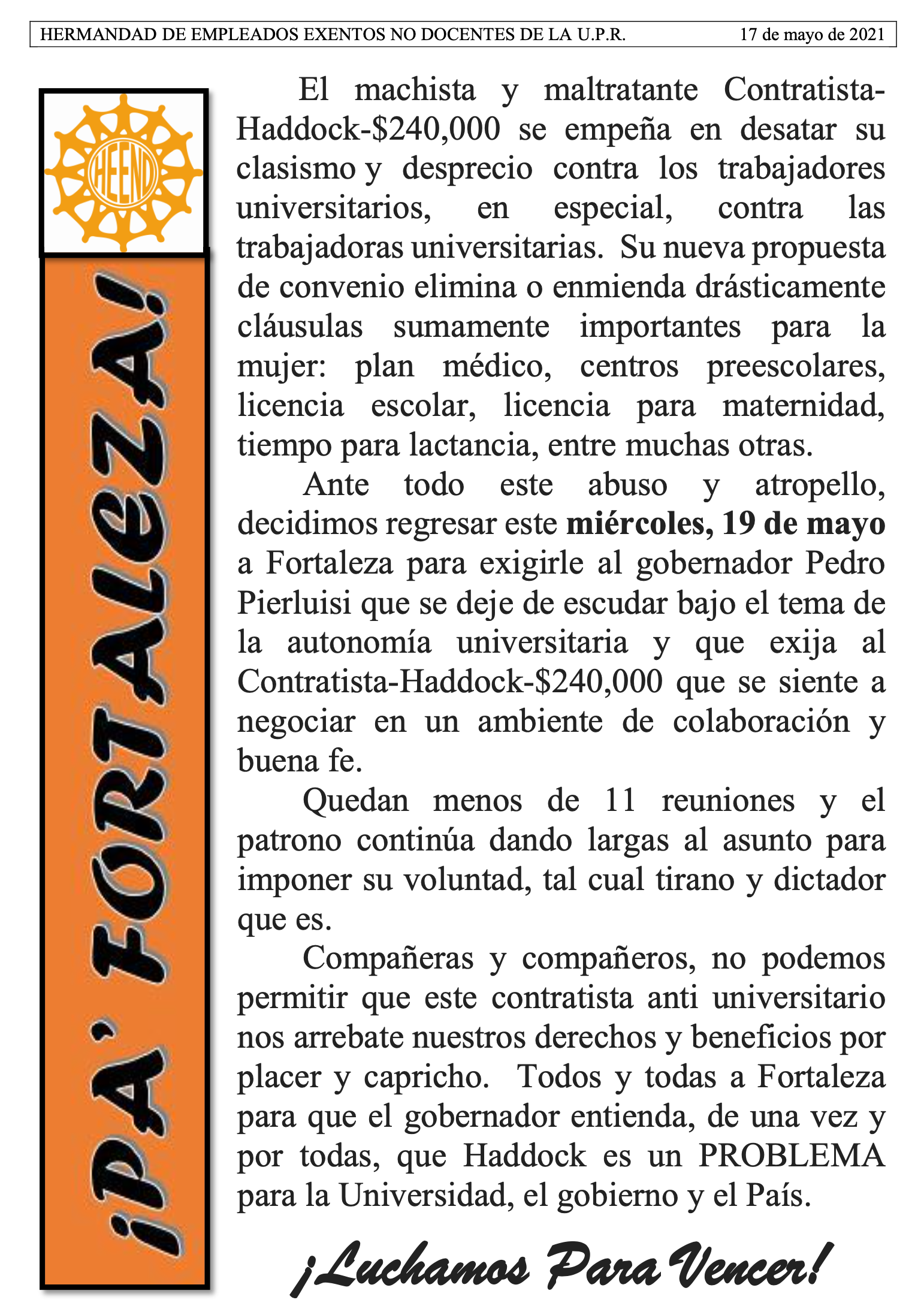 HEEND UPR – Luchamos para Vencer